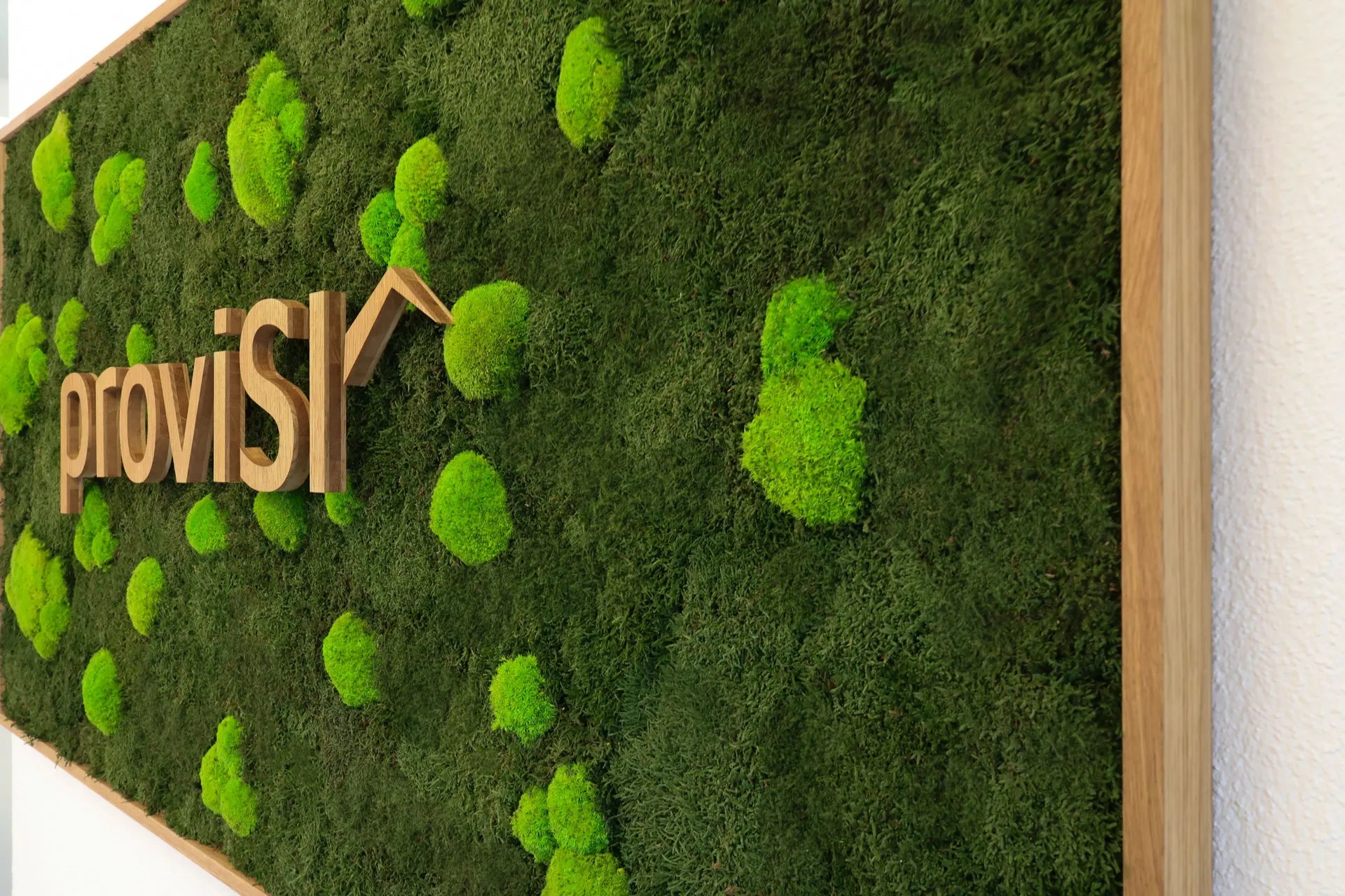 Moosbild mit Logo in Empfangsbereich hinterlässt Eindruck